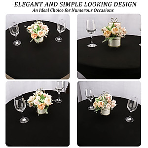 4 Pack 5FT Round Spandex Tablecloth 60 Inch Black Stretchable Table Cover Washable and Wrinkle Resistant Table Cloth, Fitted Round Table for Wedding, Banquet, Birthday, Party, Restaurant (Black)