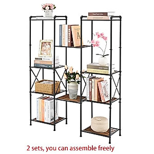 Tajsoon 5-Tier Storage Rack, Adjustable Shelving Unit Storage Shelves, Multipurpose Shelf Display Rack for Living Room, Kitchen, Bathroom, Balcony, Metal, Industrial Style/Black