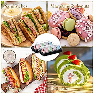 Didaey 100 Pcs Paper Charcuterie Boxes with Clear Lids 7.5 x 3.3 x 2.6'' Plastic Roll Cake Box Rectangle Sandwich Boxes Disposable Food Containers for Hot Dog Sushi Chocolate Strawberry (Black)