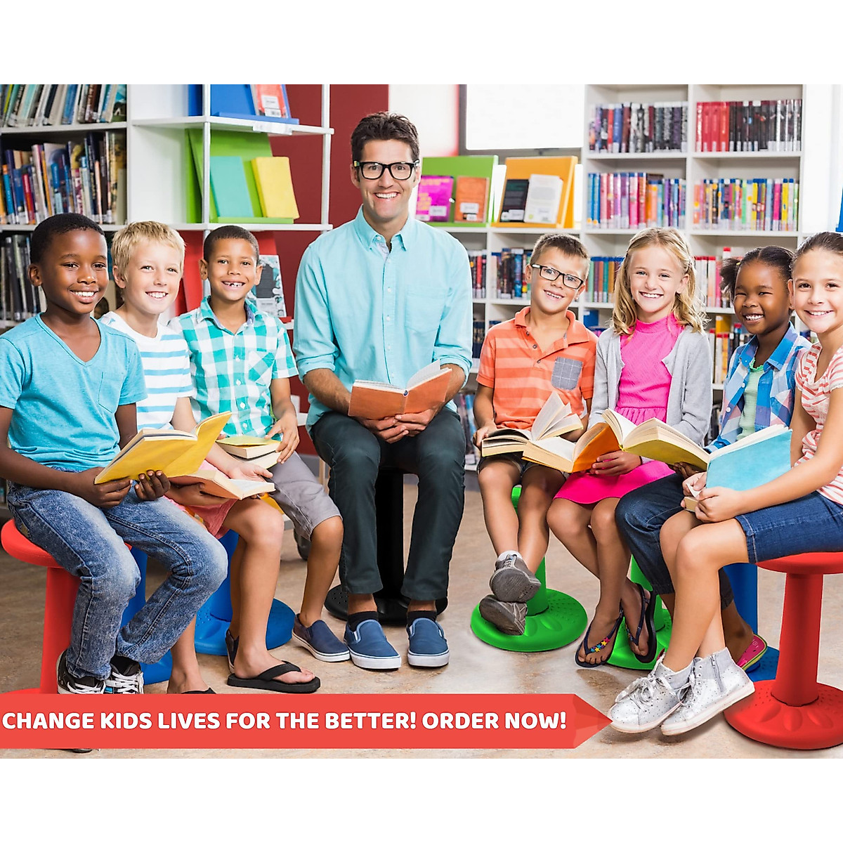 Studico ActiveChairs Kids Wobble Stool, Flexible Seating for Preschool & Elementary Classrooms, Improves Focus, Posture & ADHD/ADD, 14" Active Desk Chairs, Ages 3-7, Blue