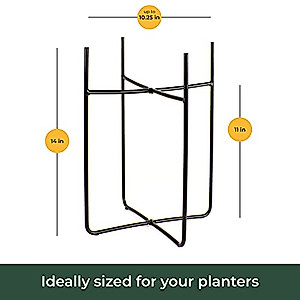Bees & Buds Tall Metal Plant Stand Indoor - 10 inch Black Iron Outdoor Plant Stands - Mid Century Modern Iron Plant Stand - Flower Planter Holder - EXCLUDING Plants Pot