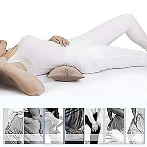 CTHOPER Air Inflatable Pillow Portable Lumbar Support Backrest Cushions with Pump for Home, Office, Travel and Car (Khaki)