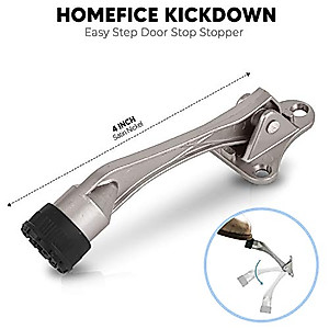 HOME&I Easy Pedal Kickdown Door Stopper,4-Inch Basic Commercial Doorstops Holder Kick Door Kickstand Height-Adjustable Rubber Foot (4 Inch-Black)