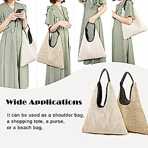 Hobo Shoulder Bags Woven Tote Bag Minimalist Trendy Purse Casual Shopping Handbags Slouchy Straw bag for Women(beige-1)
