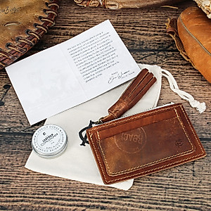 FIELDERS CHOICE GOODS Zip Tassel Wallet - Coin Purse Card Holder, Made with Vintage Baseball Glove Leather - FC Goods