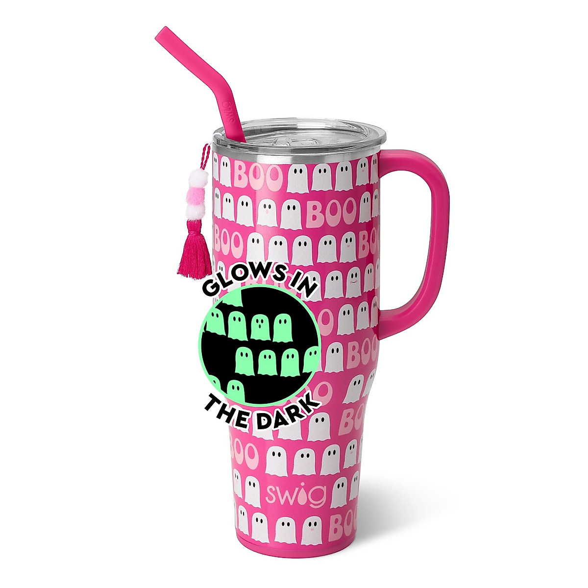 Swig Life 40oz Mega Mug, 40 oz Tumbler with Handle and Straw, Cup Holder Friendly, Dishwasher Safe, Extra Large Insulated Tumbler, Stainless Steel (Faboolous)