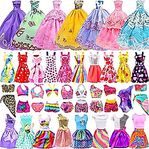 ZITA ELEMENT 11.5 Inch Girl Doll Closet Wardrobe with Clothes and Accessories Set 101 Pcs Including Wardrobe Suitcase Clothes Dresses Swimsuits Shoes Hangers Necklace Bags and Other Stuff