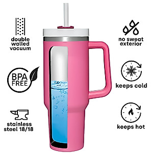 40oz Quencher Adventure modern tumbler, Stainless Steel Vacuum Insulated Tumbler, Travel Tumbler With Lid and Straw comes with silicone bumper free (pink) (DT1200-Q3)