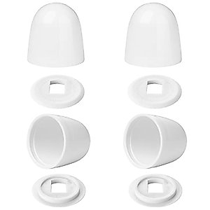 Canomo 4 Packs White Toilet Bolt Caps Toilet Seat Floor Bolts Caps Universal Floor Bolts Snap On Caps with Washers for Easy installation, 1.44 Inch Height