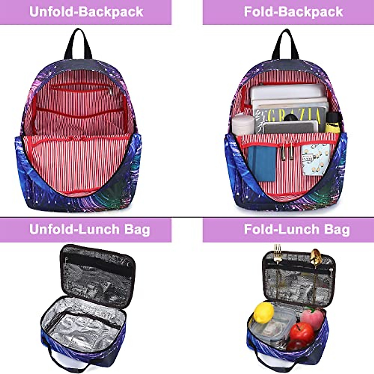 CAMTOP Backpack for Girls Boys Kids School Backpack with Lunch Box Preschool Kindergarten BookBag Set
