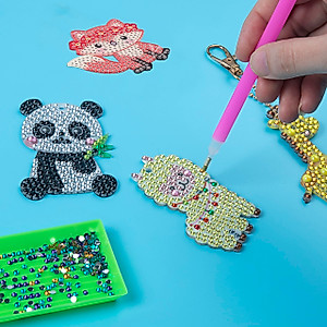 Labeol Arts and Crafts for Kids Ages 8-12 - Creat Your Own GEM Keychains-5D Diamond Art by Numbers GEM Art Kits for Kids Girls Toddler Crafts Age 6-7 6-8 10-12 (Animal)