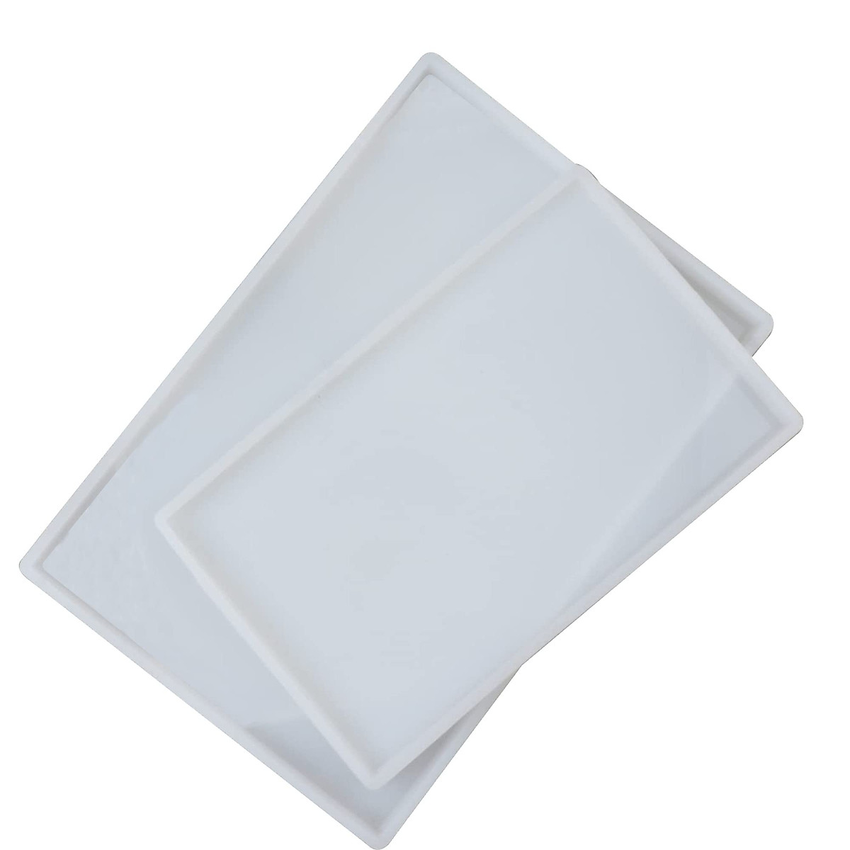 Woohome Large Silicone Resin Tray Mold, 7.8×11.8 inch/ 5.9×9.8inch Rectangle Plate Epoxy Resin Casting Mold for DIY Faux Agate Tray, Serving Board, Coaster, Home Decor