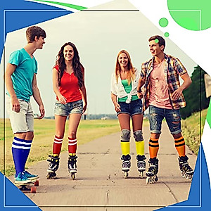 Unittype 6 Pair Rainbow Striped Knee High Socks for Women Long Socks Tube Socks Roller Skate Socks Gift