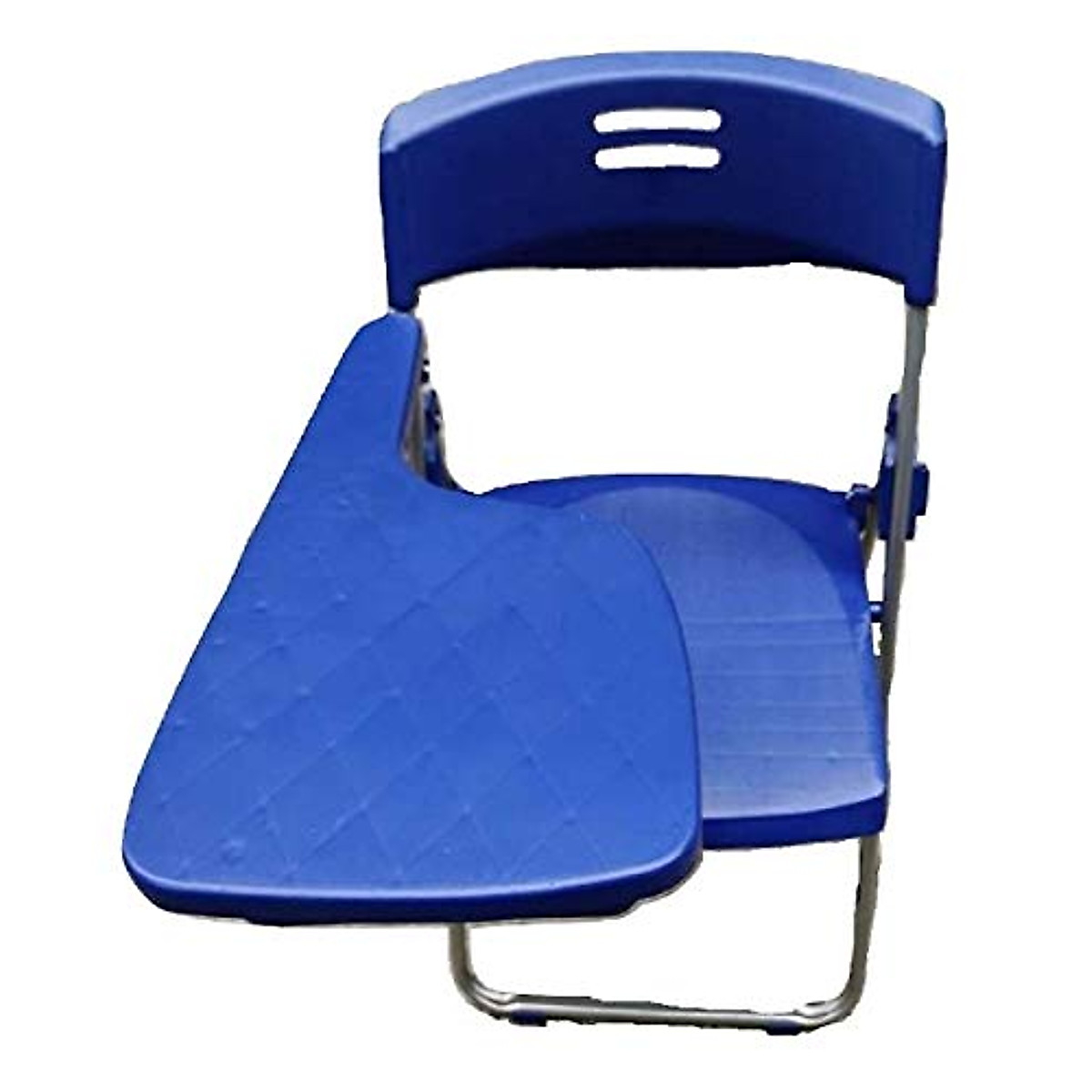 Yosogo Folding Chair with Writing Board (Blue Color) - Ergonomic Compact Portable Plastic Foldable Chair with Side Table, Book Net and Breathable Backrest for Student and Office