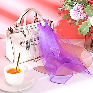 20 Pcs 50s Retro Chiffon Sheer Square Neck Head Scarfs for Women Handkerchief Lightweight Satin Ribbon Retro Dot Sheer Scarf Set Multi Colors