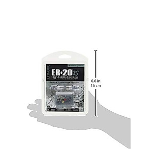 Etymotic Research ER20XS High-Fidelity Earplugs (Concerts, Musicians, Airplanes, Motorcycles, Sensitivity and Universal Hearing Protection) - Standard, Clear Stem/Frost Tips (4 Piece Set)