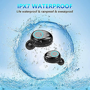 VOLT PLUS TECH Wireless V5.0 Bluetooth Earbuds for iPhone 14/14Pro/Max/13/13Pro/Max/12/12 Pro/Max, with LED Display,Mic, 8D Bass, F9 TWS IPX7 Waterproof with 2000mAh PowerBank Charging case