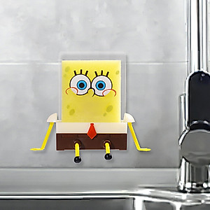 Kitchen Cartoon Sponge Holder, Creative Cleaning Sponge Holder with 4pc Sponge, Kitchen Sink Sponge Holder