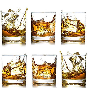 Farielyn-X Whiskey Glasses-Premium 10 OZ Scotch Glasses Set of 6 /Old Fashioned Whiskey Glasses/Great Gift for Scotch Lovers/Style Glassware for Bourbon/Rum glasses/Bar Tumbler Whiskey Glasses, Clear