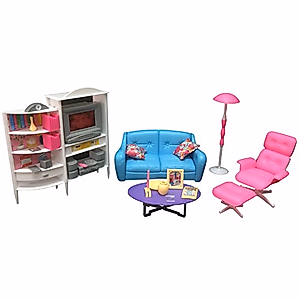 Gloria Dollhouse Furniture - Family Room TV Couch Ottoman Playset