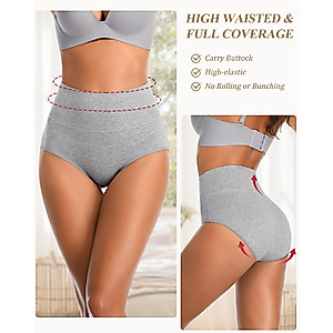 CULAYII Tummy Control Underwear for Women High Waisted Full Coverage Ladies Underwear Soft Stretch Cotton Postpartum Briefs Underwear Panties Pack(M)