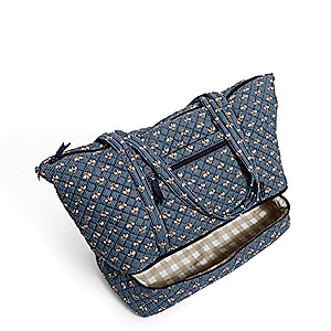Vera Bradley Women's Cotton Deluxe Travel Tote Travel Bag, Bees Navy - Recycled Cotton, One Size