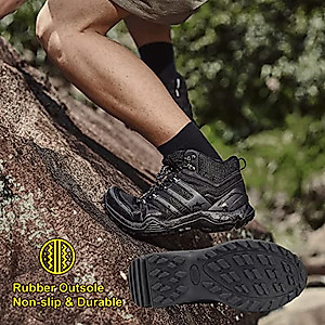 Grand Attack Hiking Boots Men Waterproof,Men's Ankle High Hiking Boots Shoes Outdoor Lightweight Trekking Trails Black 13