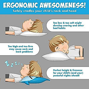 CoPiPa Toddler Pillow & Pillowcase Soft Plush Hypoallergenic 13 x 18 Inches Kids Decorative Shark Washable Bed Pillow for Sleeping, for Girls & Boys, Almohada para Niños Pequeños