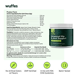 Wuffes Chewable Dog Hip & Joint Supplement - Glucosamine & Chondroitin Chews - Dog Joint Supplements & Vitamins - Extended Joint Care (Large Breed (Over 65 lbs), 90 Chews (Pack of 3))