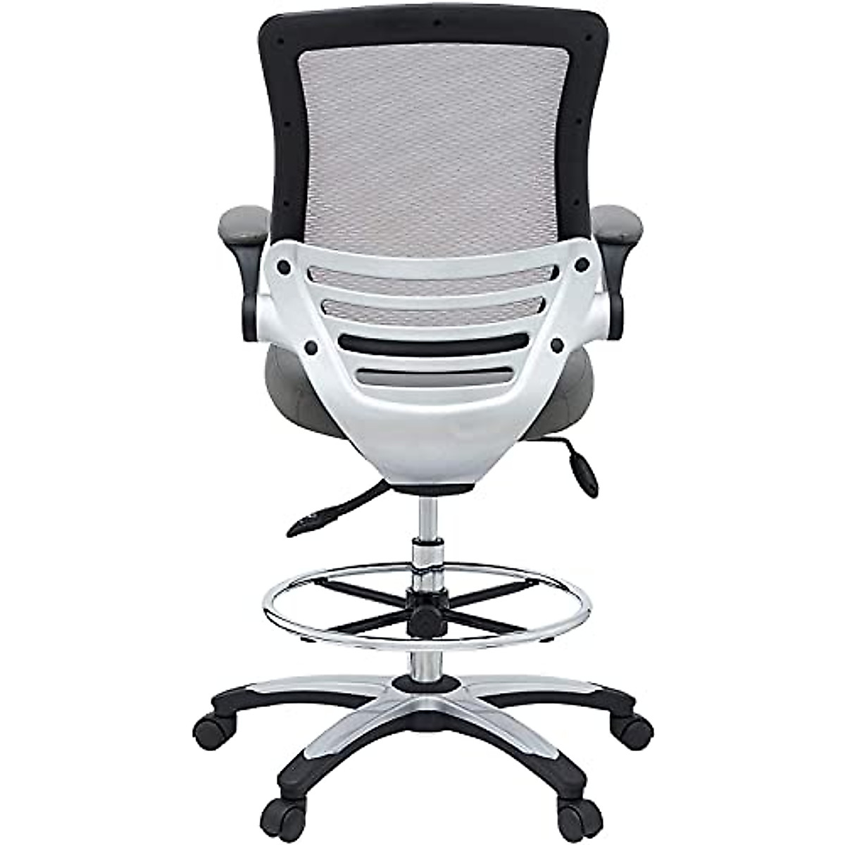 Modway EEI-211 Edge Drafting Chair - Reception Desk Chair - Flip-Up Arm Drafting Chair in Gray