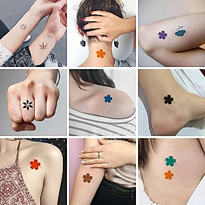 Temporary Body Art Painting Kit Temporary Tattoo Paste Natural Color Temp Tattoos Semi Permanent Freehand Gel(Plant Based) DIY Fake Freckles 60Pcs Small Tattoo Stencils Full Kit 2 Bottles(Brown)