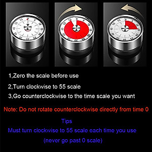 Beautysdream Magnetic Mechanical Kitchen Timer -Countdown 60 Minute Visual Time Management Tool Baking Cooking Steaming Barbecue (Black) for Kids, Teachers and Adults Small Cute (Black), One Size