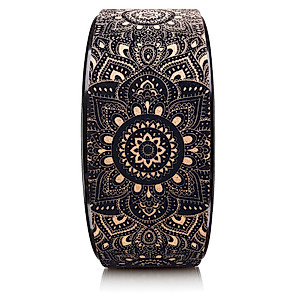 YOGA DESIGN LAB | THE YOGA WHEEL | Eco Printed, Extra Strength, Padded, Dharma Exercise Wheel | Designed in Bali | Enhance Your Postures and Stretch Deeper (Mandala Black,)