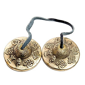 Tingsha Cymbals Bells - Easy To Play - Meditation Mindfulness Chime For Chakra Healing Spiritual Dharma Gifts Handcrafted Tibetan By Himalayan Bazaar (Asta Mangal)