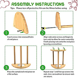 Ensayeer Mini Chick Perch with Mirror, Strong Bamboo Roosting Bar for coop and brooder, Training Perch for Baby Chicks, El Pollitos, La Pollita, Easy to Assemble and Clean, Fun Toys for Chick