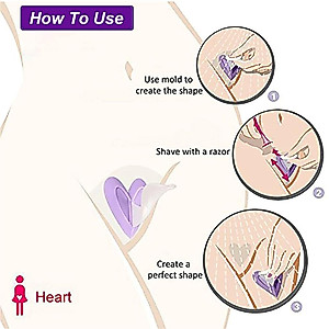 Wusteg 9Pcs Pubic Hair Shaving Stencil with Bikini Trimmer Shaver, Hair Remover Grooming Kit 7 Reusable Sexy & Charming Pubes Styling Shaver Model, Intimate Hygiene Goods for Women