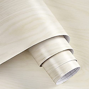 Decotalk 200"x17.7" Contact Paper Wood Grain Contact Paper, Wood Peel and Stick Wallpaper White, Contact Paper for Cabinets and Drawers, Wood Contact Paper for Countertops Waterproof, Wood Wall Paper