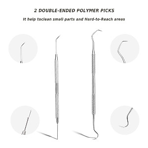 Cleaning Brushes & Picks Kit Set Brass Steel Nylon Double Ended Cleaning Brushes Stainless Steel Pick Set - Brass Steel Nylon Bristle Brushes