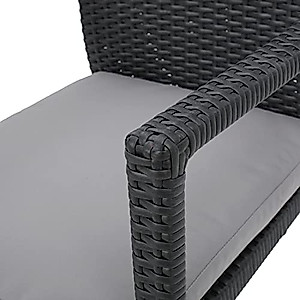 Christopher Knight Home Corsica Outdoor Wicker Dining Chairs with Cushions, 2-Pcs Set, Grey