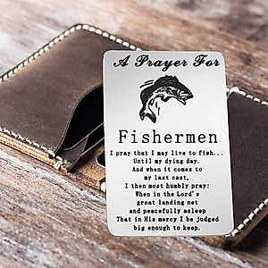 PLITI Fisherman Prayer Gifts Fishing Wallet Insert Christian Gifts Fishing Gift Fishermen Gift Fathers Day Gift For Dad Grandfather Godfather Fishing Buddy Gifts Nautical Gifts