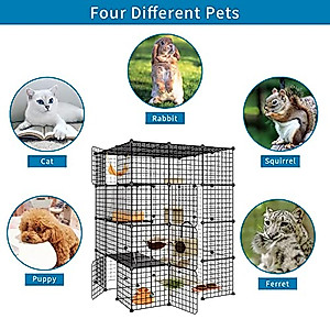 Eiiel Large Cat Cage Enclosures with Balcony Indoor DIY Cat Playpen Detachable Metal Wire Kennels Crate 2x3x3 Large Exercise Place Ideal for 1-3 Cat