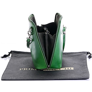 PRIMO SACCHI Ladies Italian Leather Green Small Micro Cross Body Shoulder Bag Handbag Purse