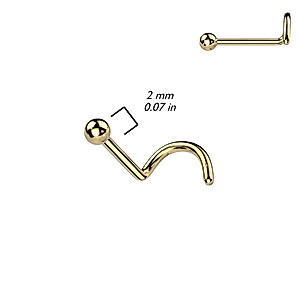 Pierced Owl 20GA F136 Implant Grade Titanium Ball Top Nose Screw (Silver Tone)