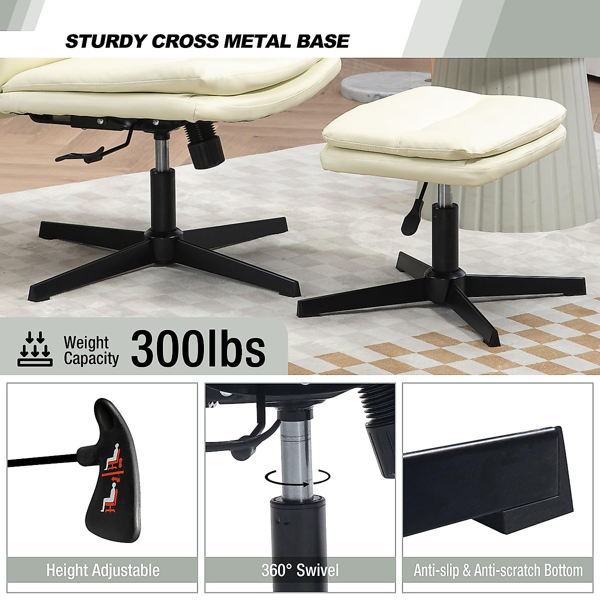 Belandi High Back Office Chair with Lifting Headrest - Adjustable Built-in Lumbar Support Flip Arms, Ergonomic Computer Desk Leather Chair Home Office Work Chairs,Thick Padded Strong Metal Base(Pink)