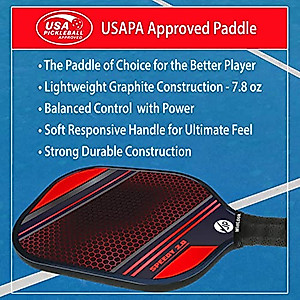 JP WinLook Premium Pickleball Paddles Set - Pickleball Set of 2 Graphite Rackets for Women & Men with 3 Pickleball Balls for Indoor or Outdoor Play. USAPA Approved - 2 Racquets, 3 Pickleballs & Bag