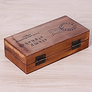 LIANXUE Retro Alphabet Uppercase Letter Stamps Set of 10 with Wooden Storage Box DIY Kit for Postcard Greeting Card Making As Shown Wooden and Rubber