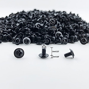 Bfenown 100 pcs M3x5 Black Round Head PC Mounting Computer Screws Computer Case Fixed Motherboard Screw