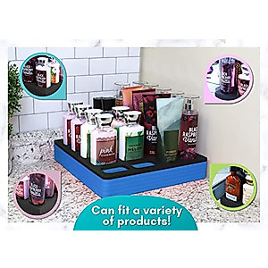 Polar Whale Lotion and Body Spray Stand Organizer Large Tray Blue Black Durable Foam Washable Waterproof Insert for Home Bathroom Bedroom Office 12.3 x 11.75 x 2 Inches 20 Slots