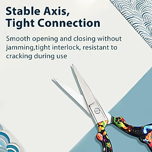 Sharp Embroidery and Crafting Scissors with Leather Cover, 3.62 inch Stainless Steel Stork Shaped Scissors for Needlework and DIY Crafts