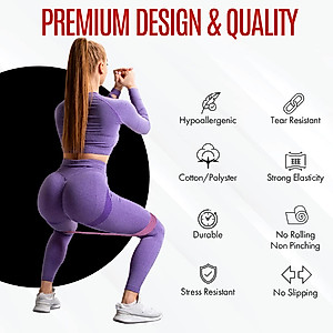 Fabric Resistance Bands Set for Men and Women – Home Gym Long Exercise Workout – Set of 4 Colors Great Booty Bands Fitness Equipment for Training, Physical Therapy (Yellow, Green, Blue, Red)